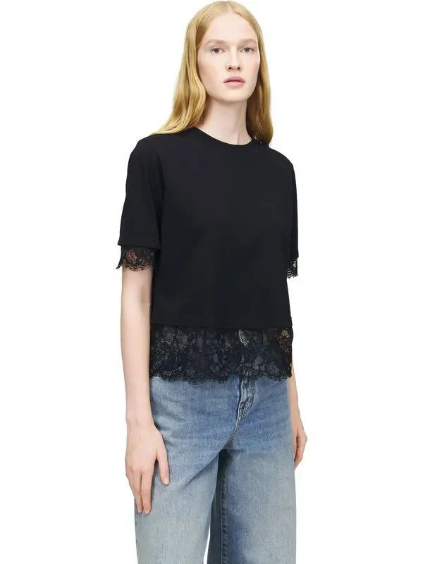 Alexander McQueen Lace Detail T-shirt - Black
