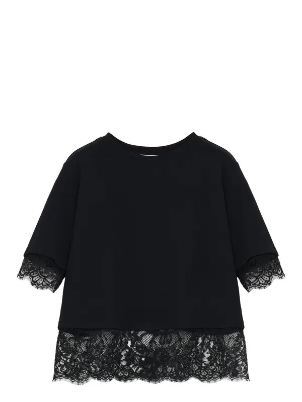 Alexander McQueen Lace Detail T-shirt - Black