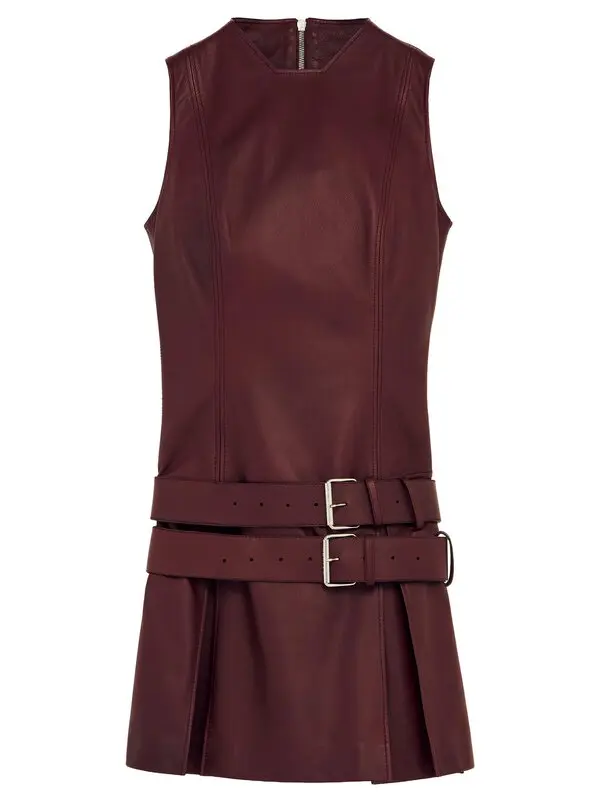 Alexander McQueen Leather Double Belt Mini Dress - Dark Red