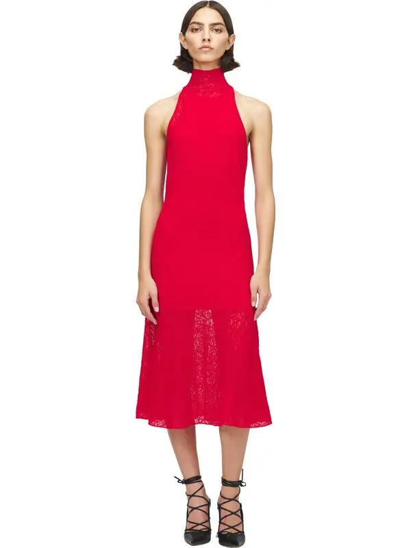 Alexander McQueen Spider Lace Midi Dress - Red