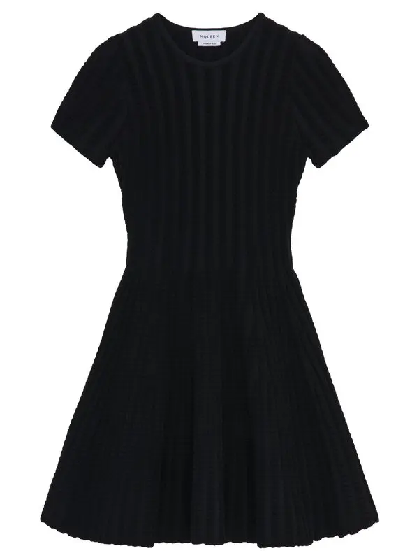 Alexander McQueen Chenille Stripe Mini Dress - Black