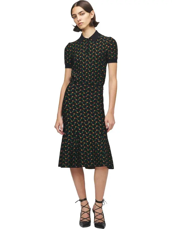 Alexander McQueen Flower Jacquard Knit Skirt - Black