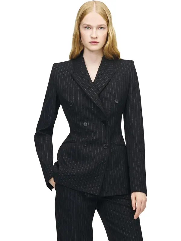 Alexander McQueen Pinstriped Double-breasted Jacket - Black