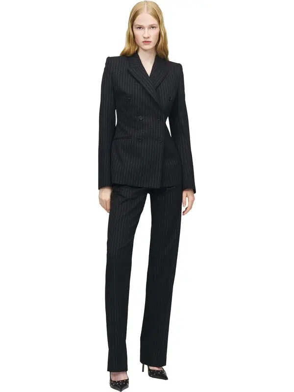 Alexander McQueen Pinstriped Tailored Trousers - Black