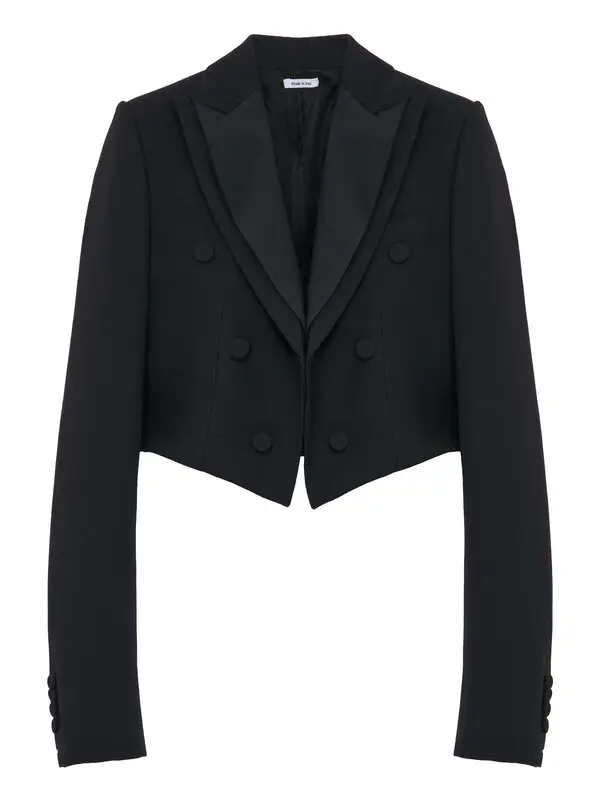 Alexander McQueen Double Lapel Cropped Jacket - Black