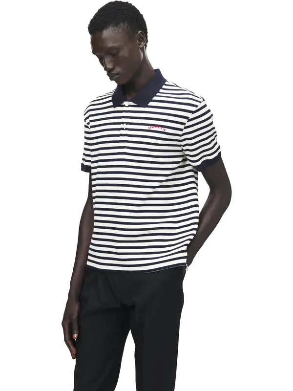 Alexander McQueen Striped Polo Shirt - Ivory/navy