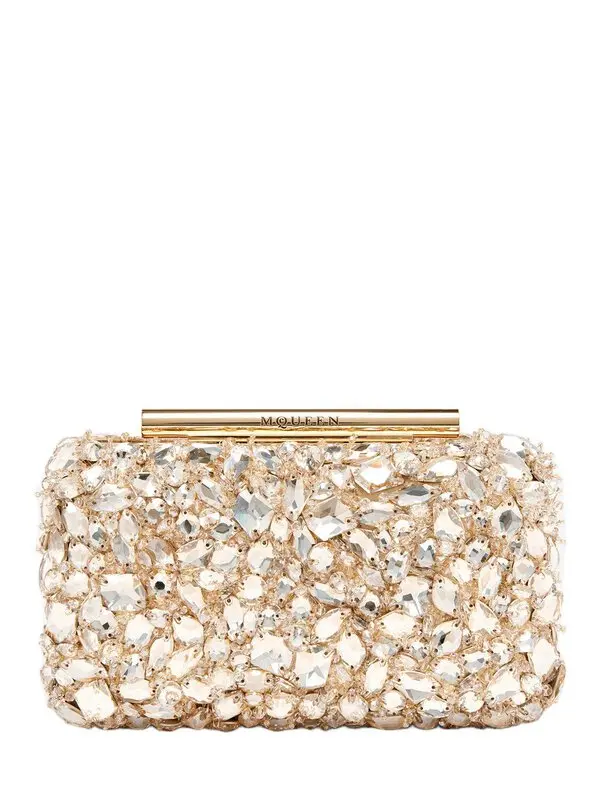 Alexander McQueen Crystal-embellished T-bar Box Clutch - Pale Gold