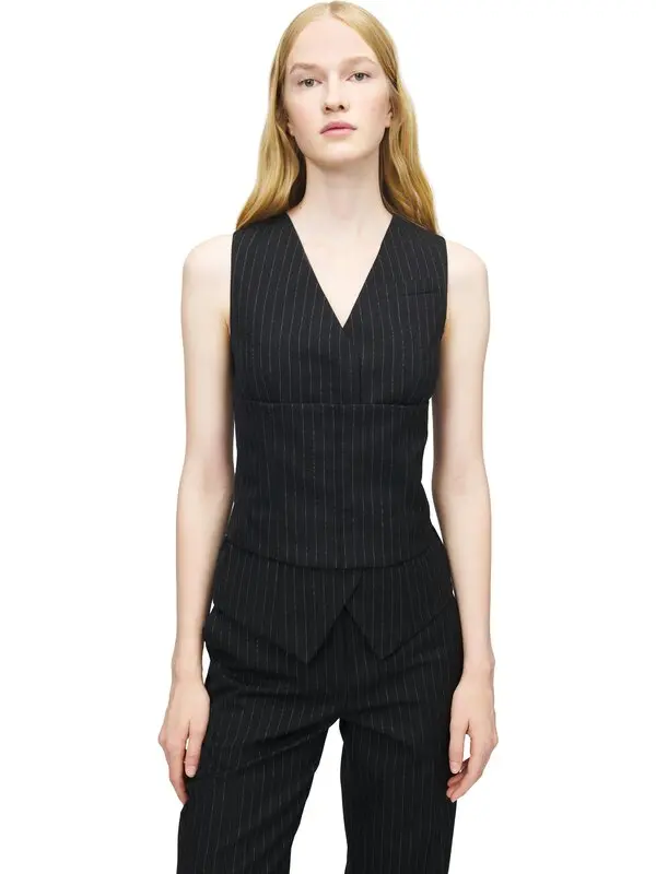Alexander McQueen Pinstriped Tailored Waistcoat - Black