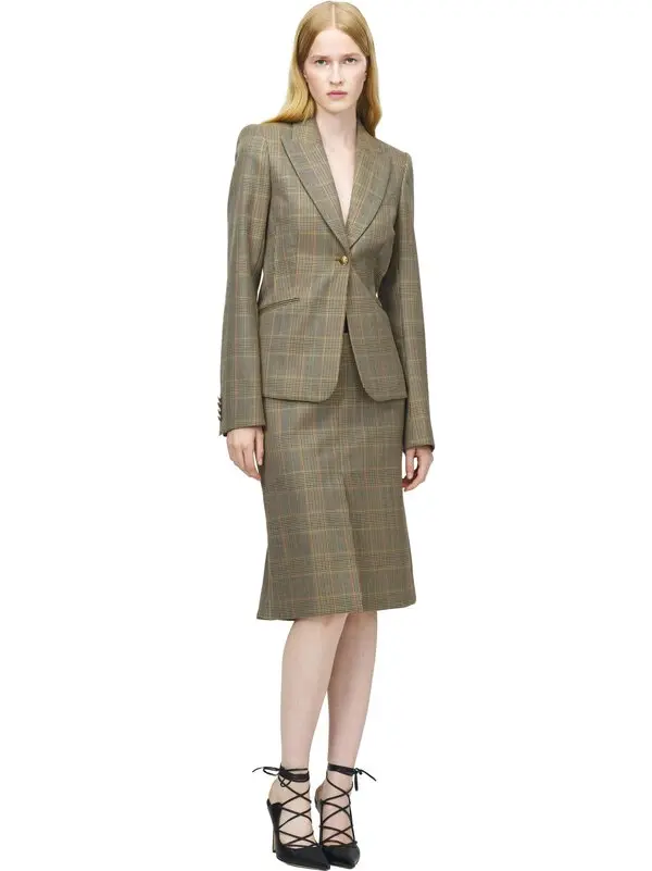 Alexander McQueen Country Check Kickback Knee-length Skirt - Brown