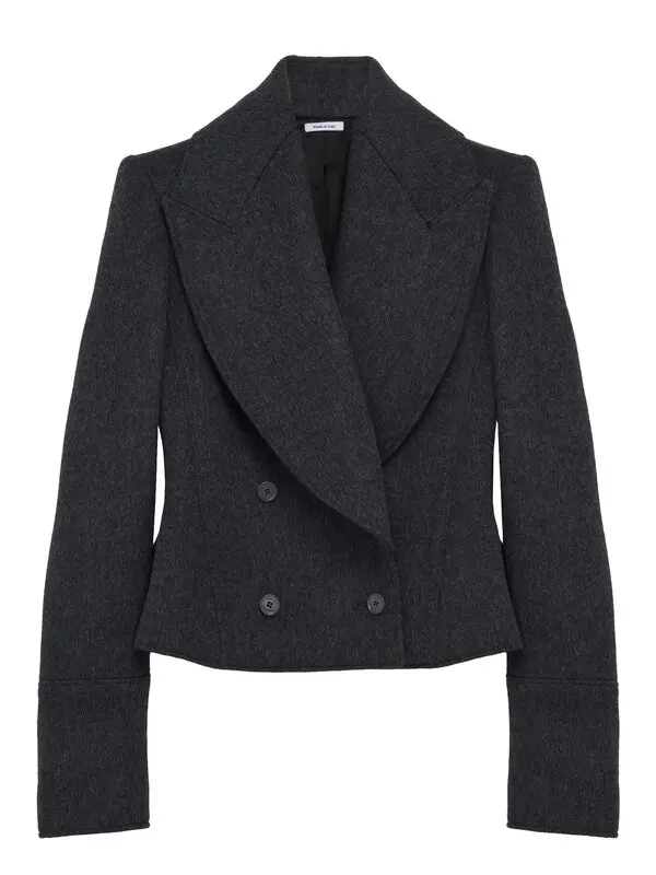 Alexander McQueen Wool Felt Double-breasted Coat - Grey Melange