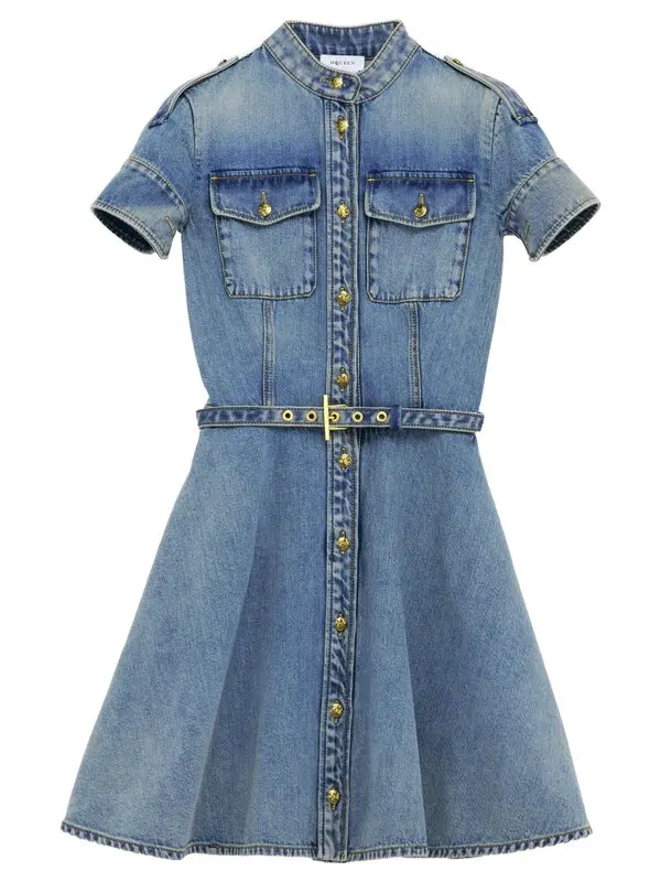 Alexander McQueen Denim Mini Dress - Washed Blue