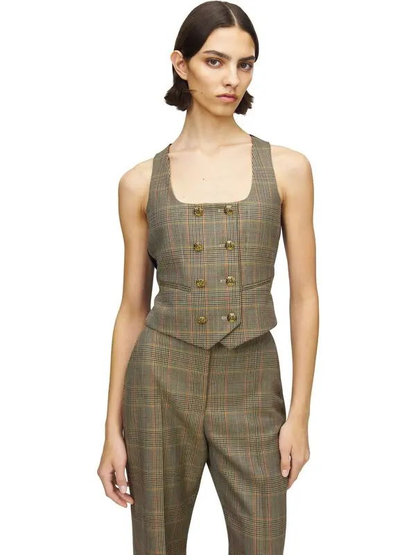 Alexander McQueen Country Check Double-breasted Waistcoat - Brown