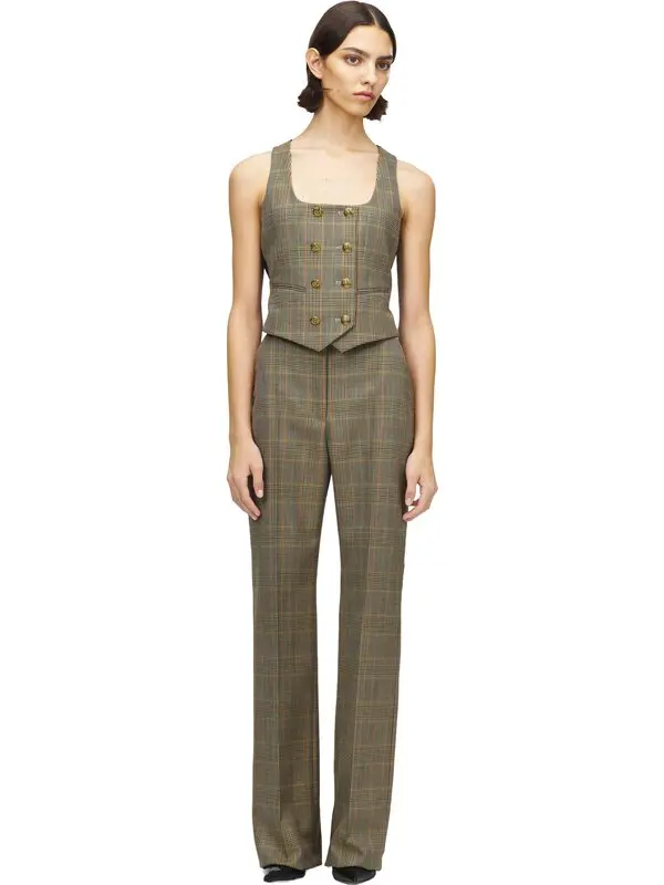 Alexander McQueen High-waisted Check Trousers - Brown