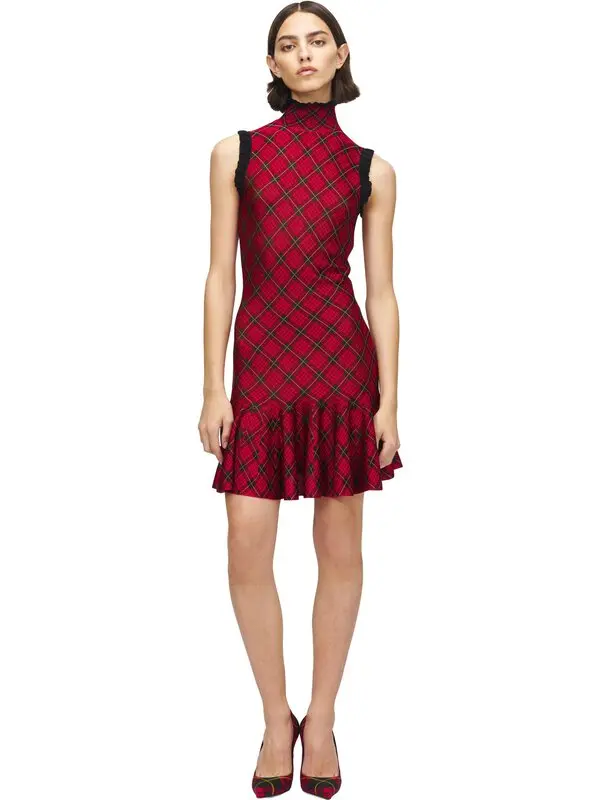 Alexander McQueen Tartan Jacquard Mini Dress - Red/black/yellow