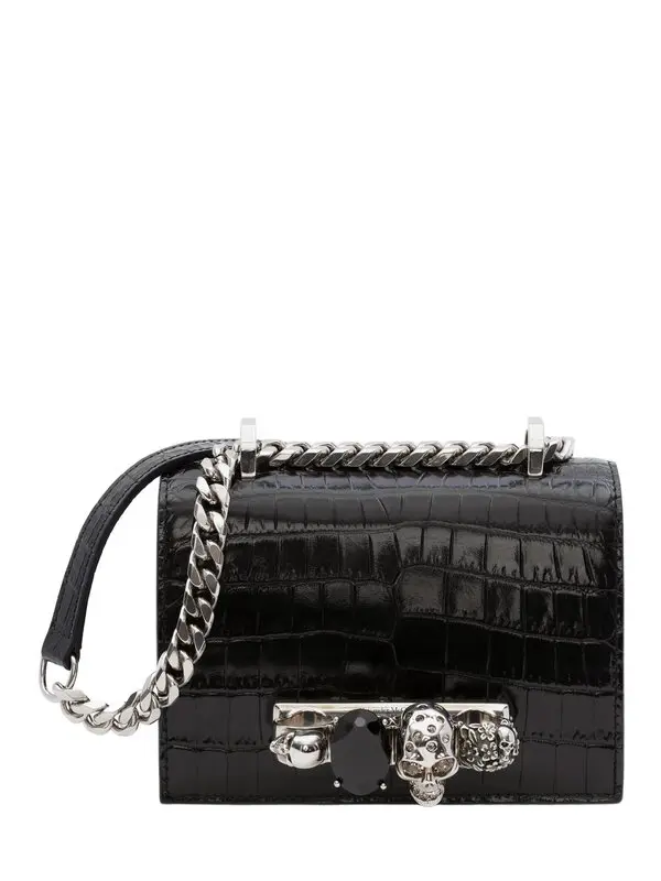 Alexander McQueen Mini Jewelled Satchel - Black/silver