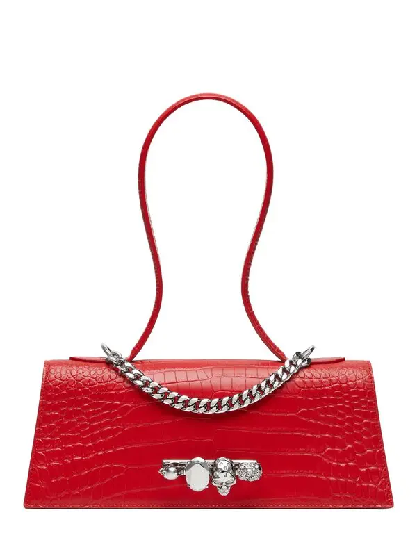 Alexander McQueen Jewelled Top Handle Bag - Red