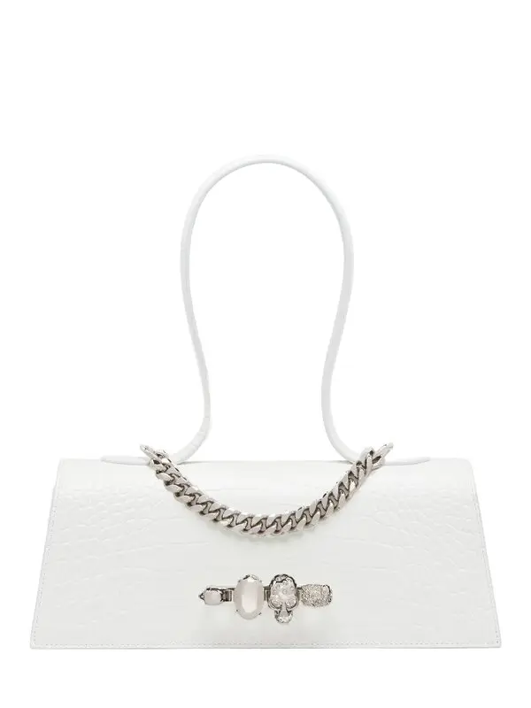 Alexander McQueen Jewelled Top Handle Bag - White
