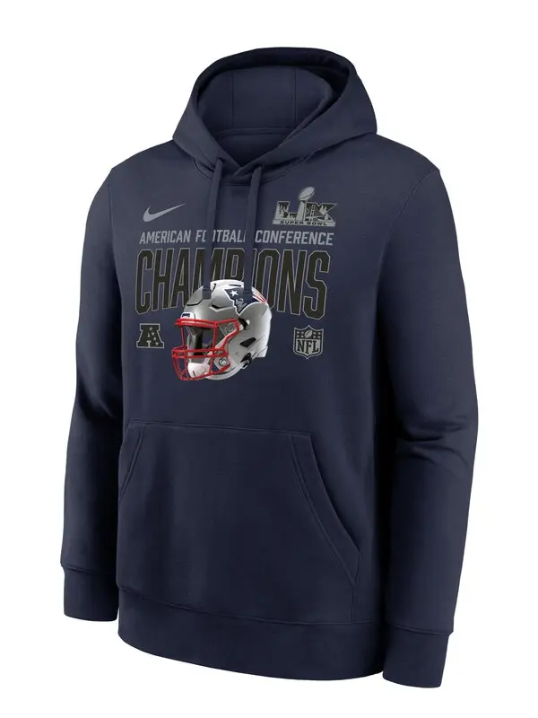 Nike New England Patriots 2026 Afc Champions Glory Shield Nfl Pullover Hoodie - Blue