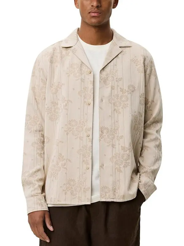 LES DEUX Jasper Floral Shirt - Oyster Gray White