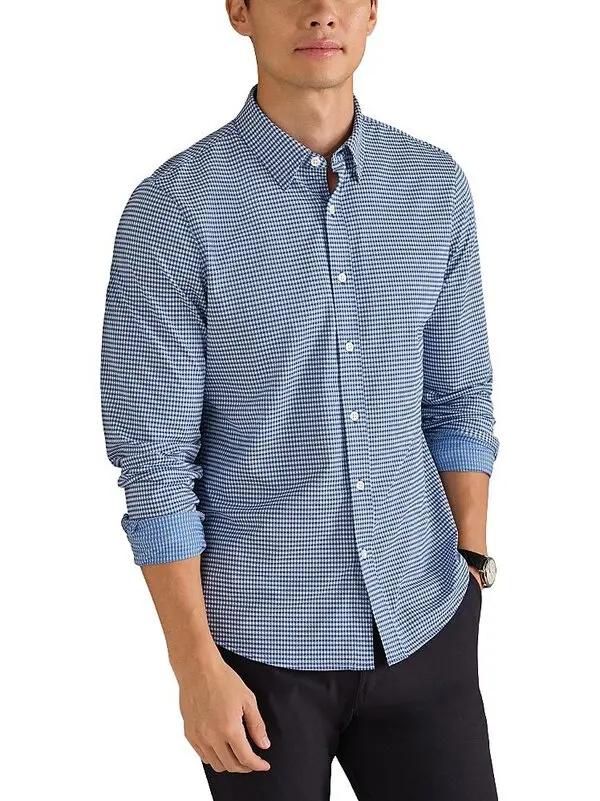RHONE Slim Commuter Shirt - Navy Gingham