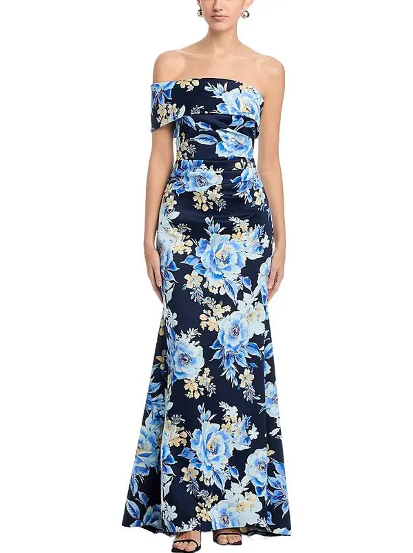 Eliza J One-shoulder Gown - Navy Gold