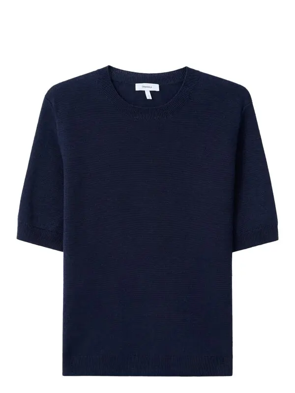 CASASOLA Dora Linen Knit Top - Navy