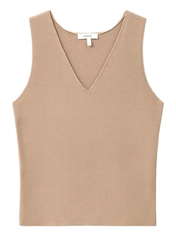 CASASOLA Evelina Silk Tank Top - Camel