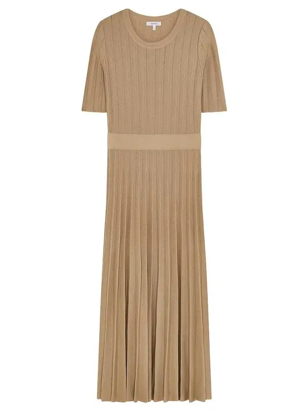 CASASOLA Annamaria Pointelle Dress - Camel
