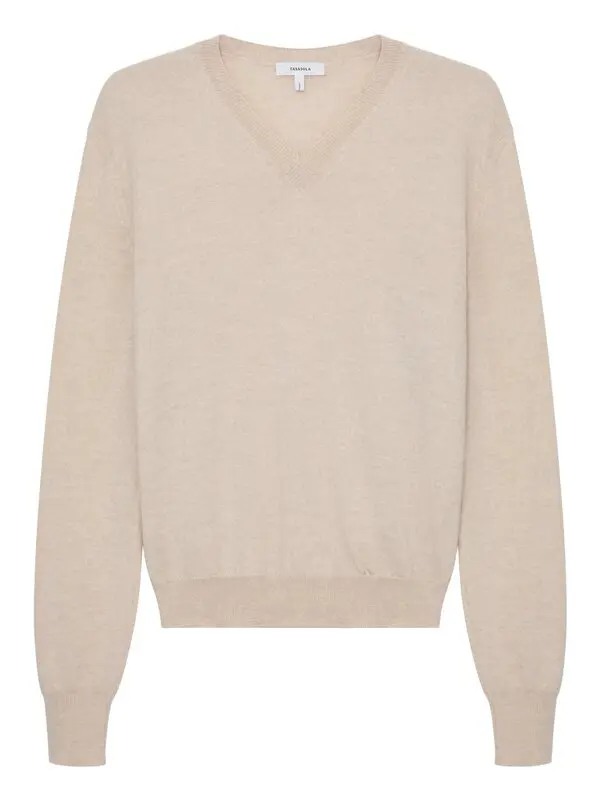 CASASOLA Giada V-neck Sweater - Sand