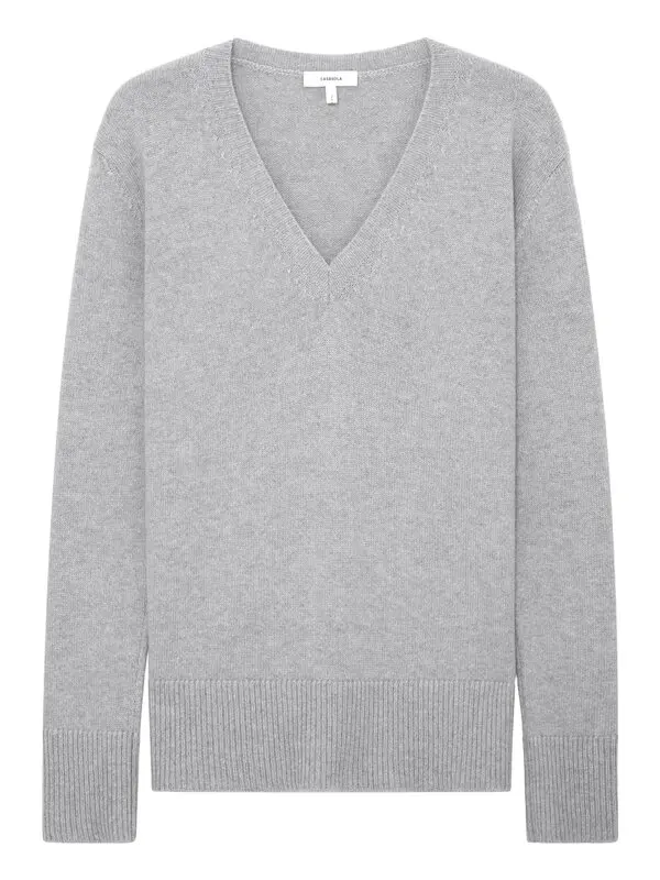 CASASOLA Celestina V-neck Cashmere Sweater - Grey
