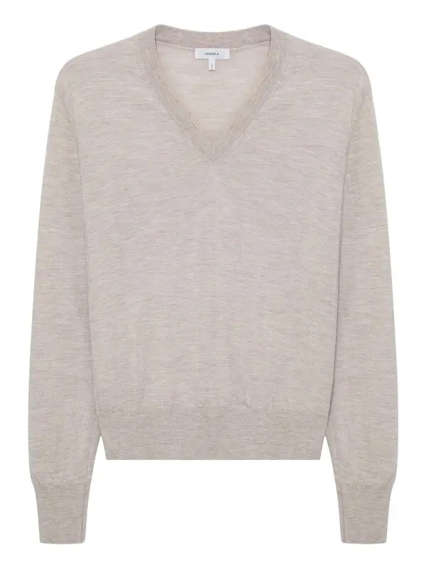 CASASOLA Cosima V-neck Sweater - Sand
