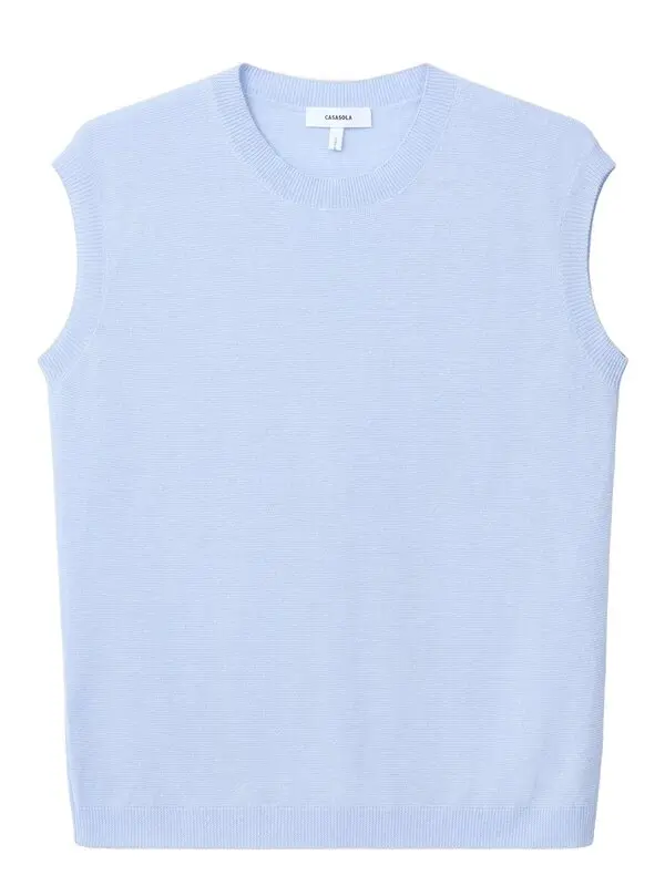CASASOLA Milena Linen Top - Light Blue