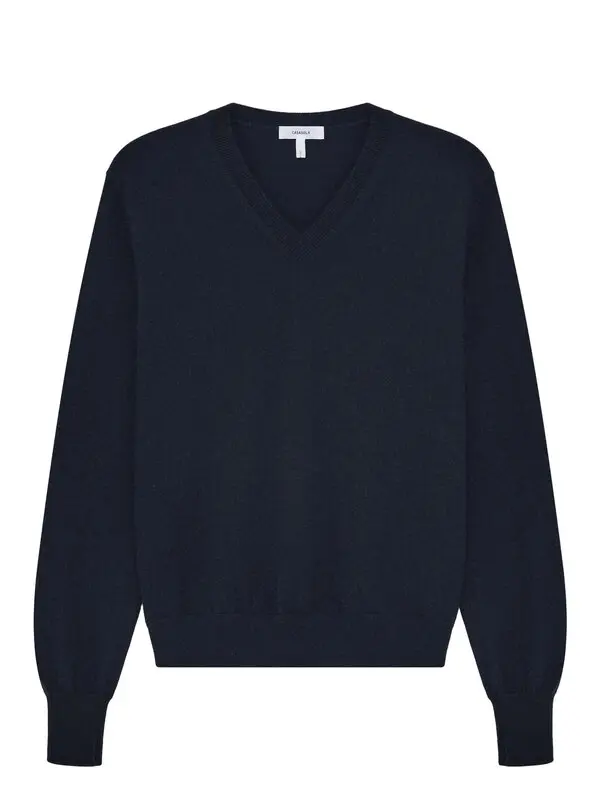 CASASOLA Tonina V-neck Sweater - Navy