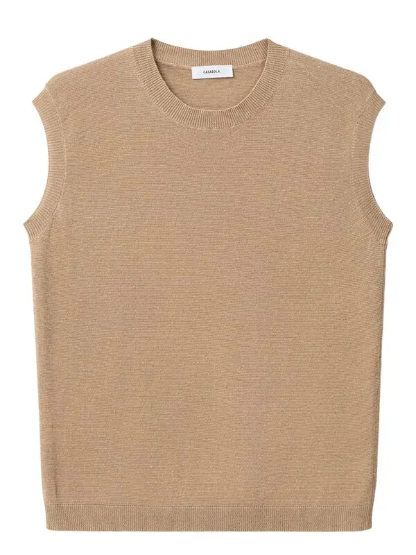 CASASOLA Milena Linen Top - Camel