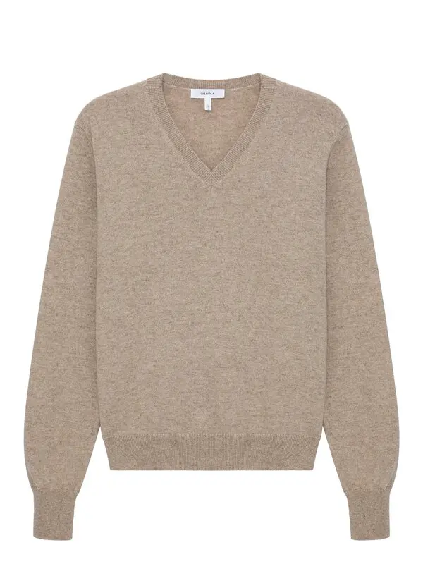 CASASOLA Tonina V-neck Sweater - Stone