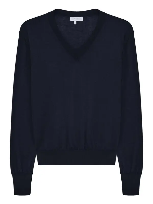 CASASOLA Cosima V-neck Sweater - Navy