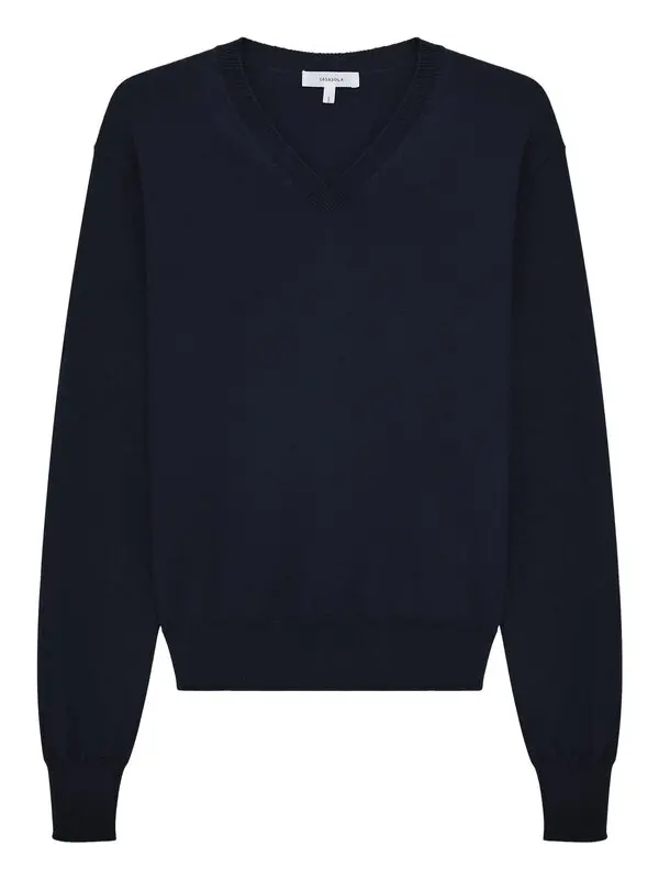 CASASOLA Giada V-neck Sweater - Navy