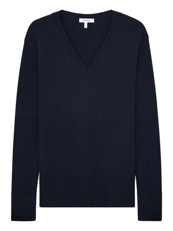 CASASOLA Celestina V-neck Sweater - Navy