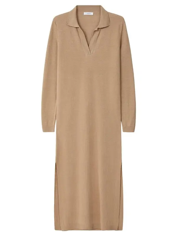 CASASOLA Daria Linen Knit Midi Dress - Camel