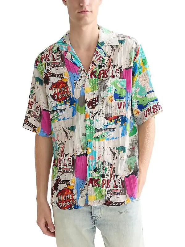 Scotch & Soda Basquiat Printed Relaxed Fit Short Sleeve Shirt - Basquiat Unbreakable