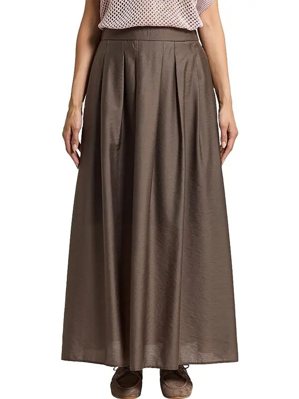 Peserico Pleated Maxi Skirt - Brown Bark