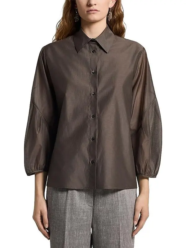 Peserico Puffed Sleeve Blouse - Brown Bark