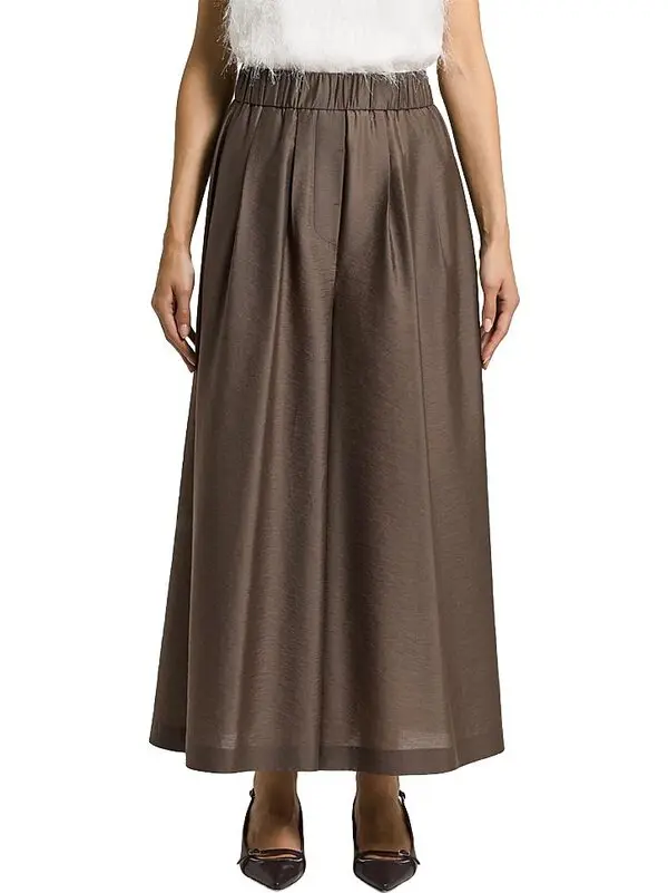 Peserico Elasticized Waist Palazzo Pants - Brown Bark