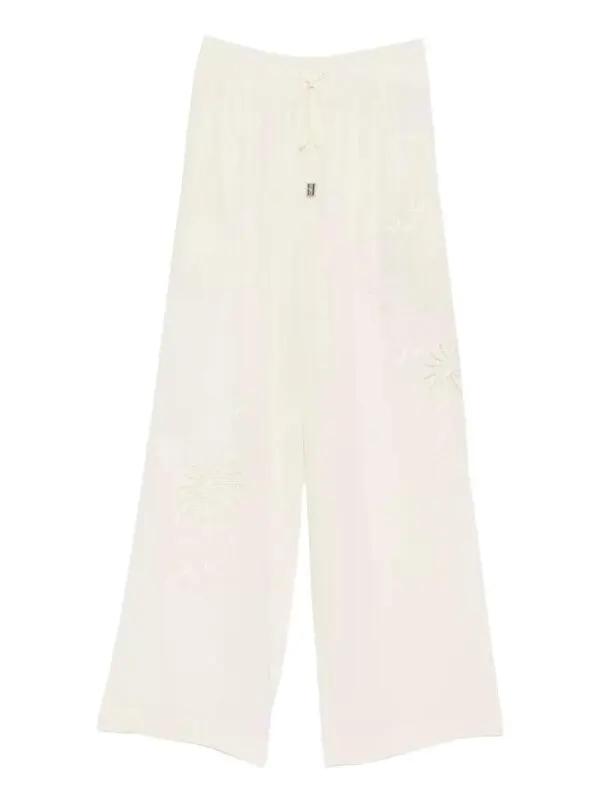 Ermanno Scervino Floral-embroidered Wide Leg Trousers - Neutrals