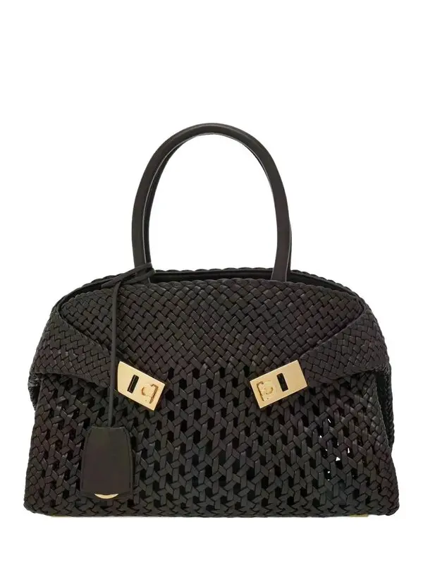 FERRAGAMO Woven Hug Tote Bag - Brown