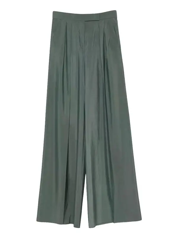 Max Mara Wide Leg Pleated Trousers - Green