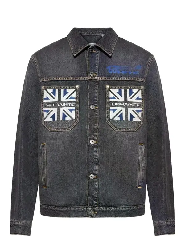 Off-White Flag-patch Cotton Jacket - Grey