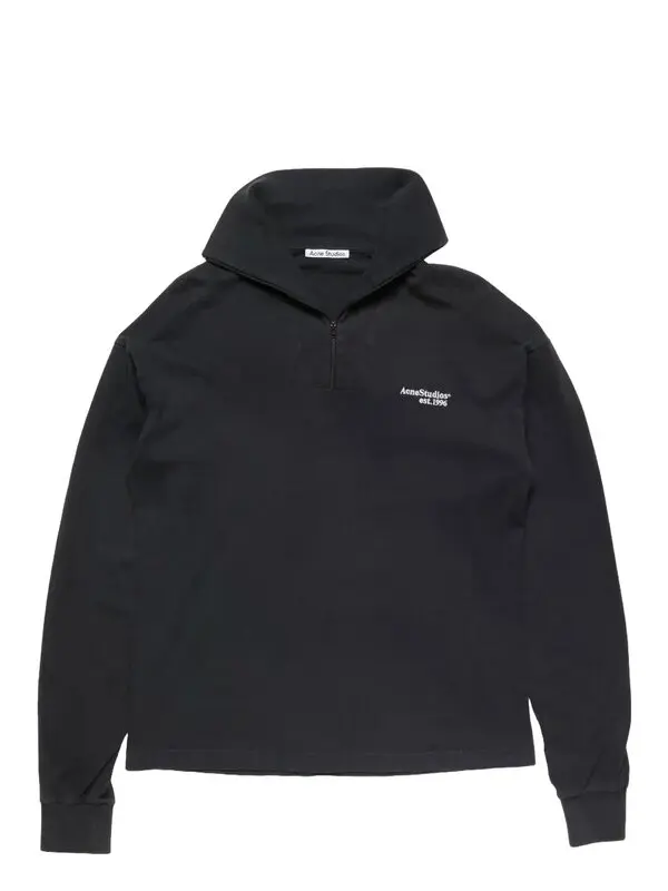 Acne Studios Half-zip Logo Sweatshirt - Black