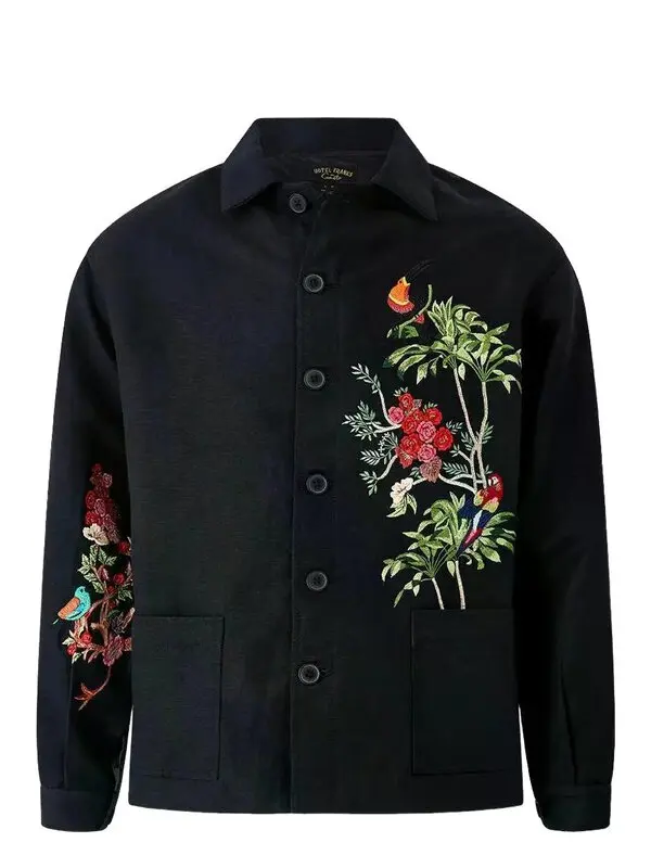 Camilla Floral-embroidered Jacket - Black