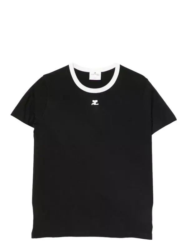 COURREGES Logo-embroidered T-shirt - Black